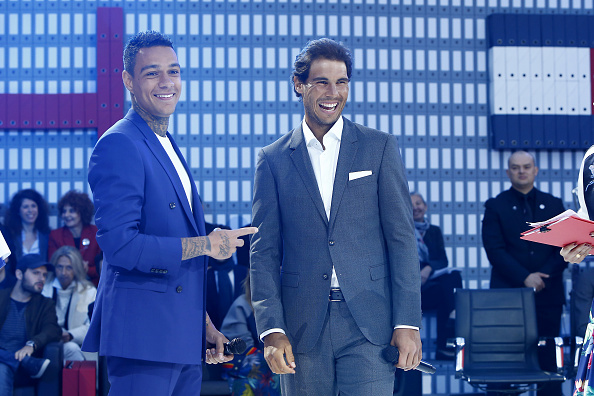 Rafael Nadal plays football-tennis at Tommy Hilfiger event in Paris ...