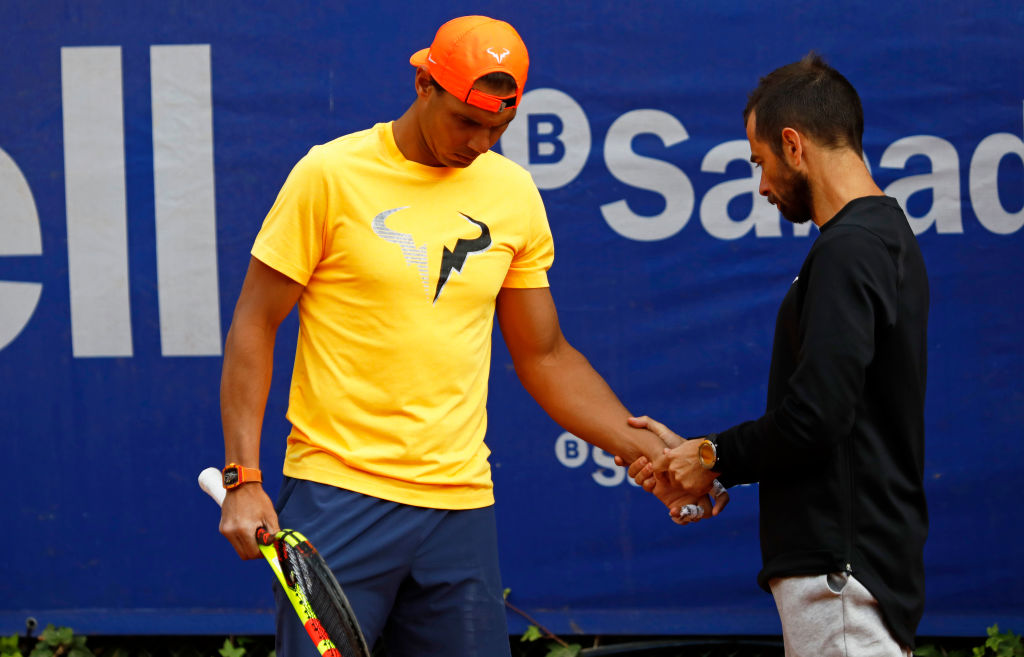 Rafael Nadal and his physio Rafael Maymo at 2019 Barcelona Open ...